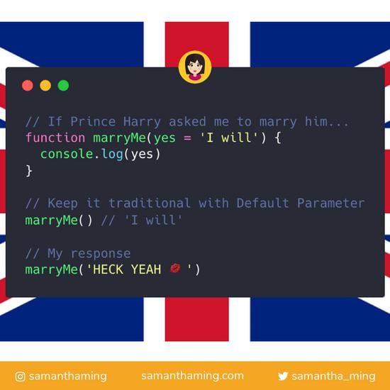 Royal Wedding with Default Parameter | SamanthaMing.com